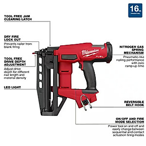 Milwaukee 3020-20 M18 FUEL 18-Volt Lithium-Ion Brushless Cordless Gen ll 16-Gauge Straight Finish Nailer (Tool Only)