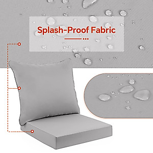 Focuprodu Outdoor Deep Seat Cushions24x24inch. Chair Cushions for Outdoor Furniture Waterproof/Fade-Resistant. Patio Furniture Cushions with Removable Cover. (Oliphant-Light Grey)