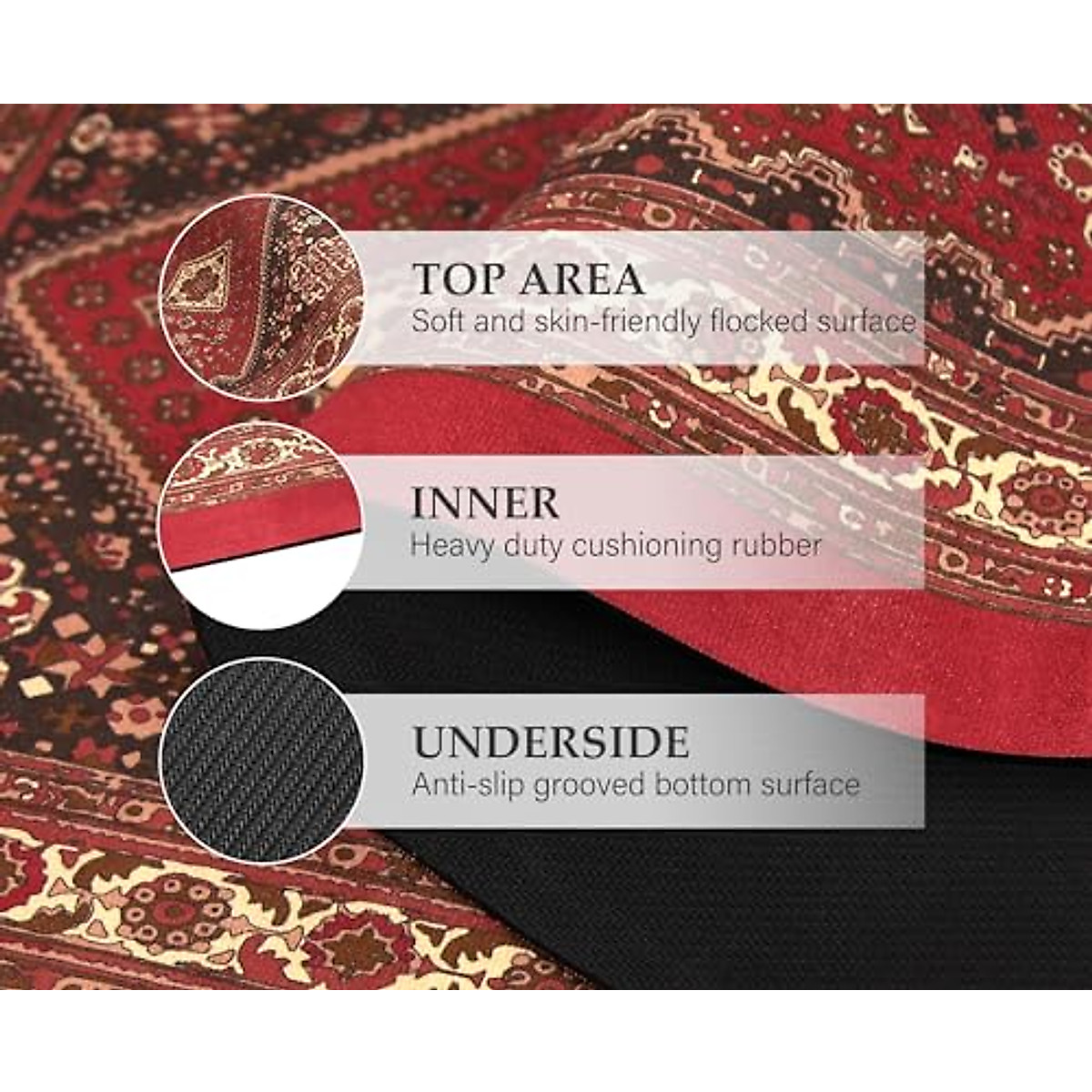 eqivei Kitchen Rugs Sets of 2, Non-Skid Rubber Kitchen Mats for Floor, Boho Kitchen Runner Rugs and Mats Washable, Farmhouse Cushioned Standing Mat for Kitchen, Front of Sink, Laundry（Red）