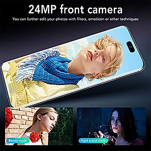 Yunseity 3G Smartphone, Mate50 RS 6.6in Face Unlock Mobile Phone, 4GB RAM 64GB ROM Quad Core, 24MP 32MP Dual Camera, 5000mAh Battery, 2.4G 5G Dual Band WiFi Dual Sim Cell Phone for Android (Black)