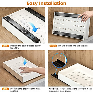 GUSOYO 3 Pack Pull Out Cabinet Organizer, 3 Sizes Slide Out Drawers for Kitchen Cabinets, Pullout Cabinet Organizer Fixed with Adhesive Nano Film, Pull-Out Home Organizers for Kitchen Bathroom Pantry