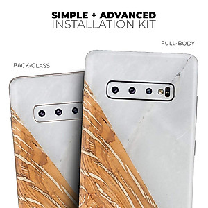 DesignSkinz Marble & Wood Mix V2 Protective Vinyl Decal Wrap Skin Cover Compatible with The Samsung Galaxy S20 (Screen Trim & Back Glass Skin)