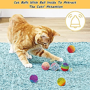 Retro Shaw Cat Toys Balls, Woolen Yarn Cat Ball Toy with Bell Inside, Cat Toys for Indoor Cats, Interactive Cat Chew Toys for Kitty Kitten, 6 Pack