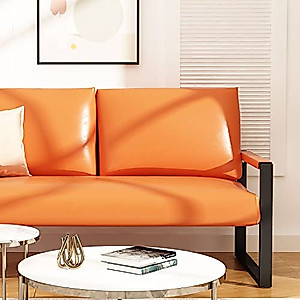 LTTROMAT PU Leather Loveseat Sofa Couch, Mid-Century Modern 2 Seater Sofa, 45Inch Couch, Comfy Upholstered Small Love Seat Couch for Living Room, Office, Apartment