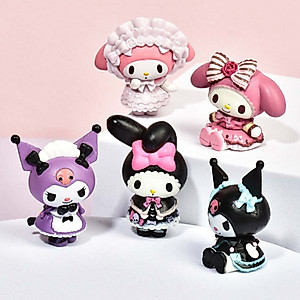 AfupGb Cute Anime Figures Set, Mini Cartoon Animal Cake Toppers, PVC Model Figurines Toys, Party Supplies (A-5pcs)