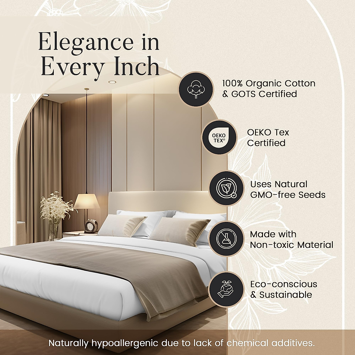 100% Organic Cotton Queen Sheet Set & Standard Pillowcases Set of 2 Combo - 300 Thread Count Long Staple Cotton Sheets,3 Pc Queen Size Sheets & Standard Pillowcases, Sateen Sheets, Breathable - White