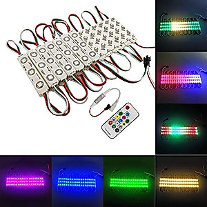 YUNBO 20Pcs WS2811 RGB LED Module Lights DC 12V SMD 5050 Addressable Dream Color RGB LED Module Waterproof IP65 LED Storefront Lights with Tape Adhesive Backside（with Controller and Remote Control）