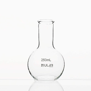 ULAB Boiling Flask of Flat Bottom Set, 4pcs of Vol.250ml, Borosilicate 3.3 Glass Material, UBF1009