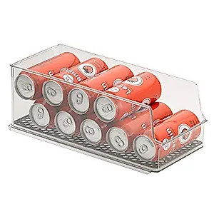 Spectrum Diversified Hexa in-Fridge Stackable Tall Bins for Storage, Organization, and Easy Access for Cans of Soda, Beer, Energy Drinks, Seltzer, and More, Large, Clear