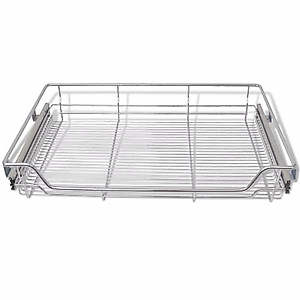 Tidyard Set of 2 Pull-Out Wire Baskets Sliding Storage Racks Steel Slide Shelf Organizer Suit for 31.5 Inch Wide for Kitchen Cabinet, Cupboard, Pantry, Bathroom Cabinet