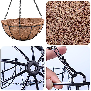 EIMQUVW 4 Pack Hanging Planter Basket with Coco Coin Liner 8 inch Hanging Flower Pots Outdoor Decorative Round Wire Plant Holder with Chain Metal Hanging Baskets for Plants Outdoor