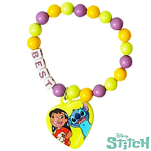 LUV HER Disney Stitch Girls BFF 6 Piece Toy Jewelry Box Set with 2 Rings, 2 Bead Bracelets and Snap Hair Clips Ages 3+