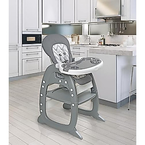 Badger Basket Envee II Baby High Chair with Playtable Conversion – Gray Chevron, 5-Point Harness, Dishwasher Safe Tray, Machine Washable Cushion