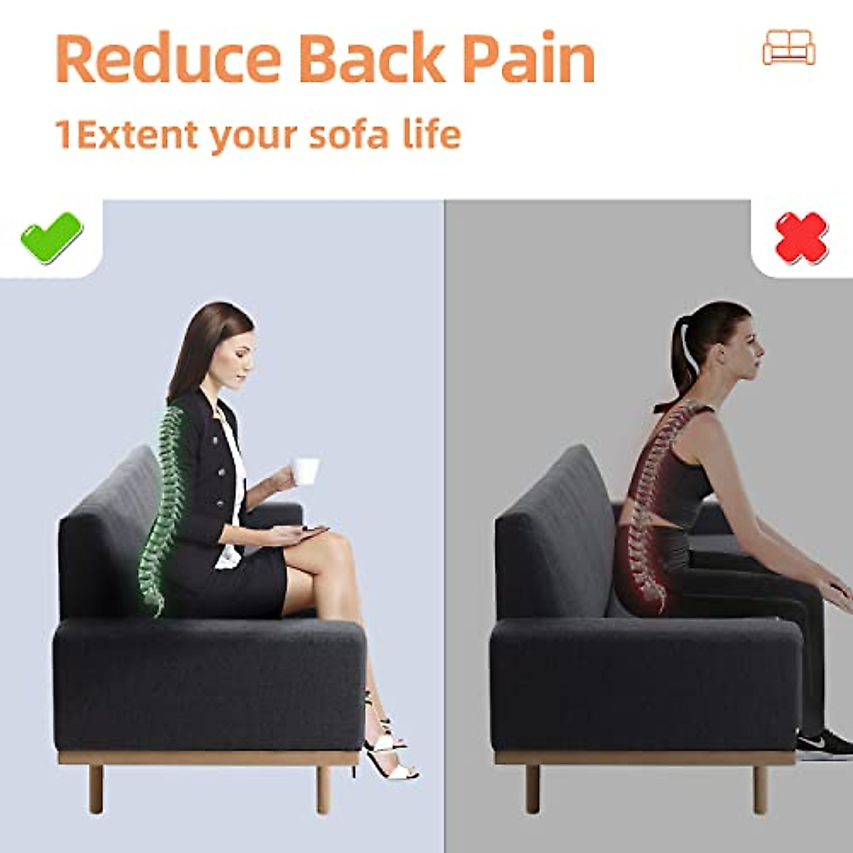 MAXTID Two Seat Cushion Support Saver 44" x 17" Furniture Cushion Support Insert for Couch Pillows Sofa Cushion Support Board