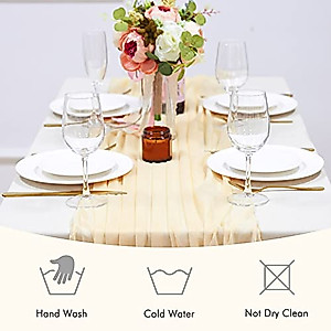 Fixwal White Chiffon Table Runner, 120 Inches Elegant Sheer Wedding Table Runner, Romantic Table Decorations for Bridal Shower, Baby Shower, Birthday Party
