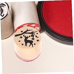 EXCEART Xmas Style Stamper 30 pcs Christmas Stamp Gift Bag DIY Scrapbook Wooden Stamps Self- Ink Xmas Style Stamper Lovely Stamper Stamps Playthings Seal Cartoon die Crafts