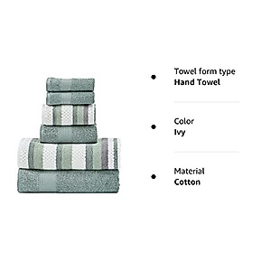 Modern Threads Pax 6-Piece Reversible Yarn Dyed Jacquard Towel Set - Bath Towels, Hand Towels, & Washcloths - Super Absorbent & Quick Dry - 100% Combed Cotton, Ivy