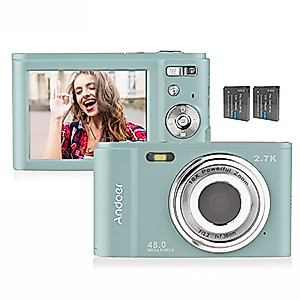 Andoer Portable Digital Camera 48MP 2.7K 2.88-inch IPS Screen 16X Zoom Auto Focus Self-Timer 128GB Extended Memory Face Detection Anti-Shaking with 2pcs Batteries Hand Strap Carry Pouch