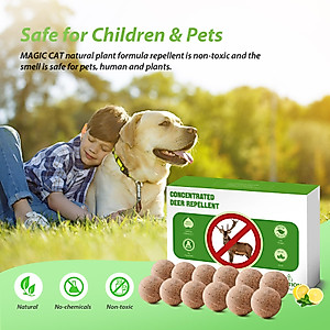 MAGIC CAT Deer Repellent Outdoor, 12 Pack Natural Peppermint Oil Deer and Rabbit Away Repellent for Plants Pet Family Safe, Deer Deterrent for Garden Yard Lawn Tree Protection