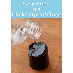 JUVITUS 4 oz / 120 ml Clear Plastic PET Boston Round Bottle (BPA Free) with Black Disc Cap (12 pack)