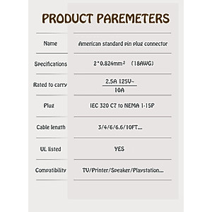 AC Power Cord Compatible Xbox One S, Xbox One X, Xbox Series X/S, Sony PS3 Slim / PS4 / PS5 Game Console Replacement Power Supply Cord Cable