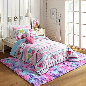 HOMORE Soft Fluffy Rug for Bedroom, Tie Dye Rugs for Living Room, Non Slip Shaggy Plush Carpet for Kids Nursery Toddler, 4x6 Feet Area Rugs for Room Floor, Hot Pink