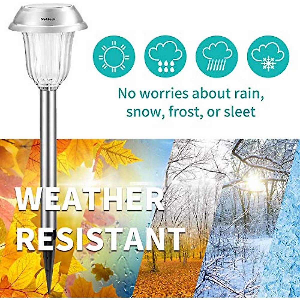 Nekteck Solar Lights Outdoor, 6 Pack Solar Pathway Lights Waterproof, Landscape Lighting Solar Powered, Wireless Solar Garden Lights Decorative for Yard, Patio, Landscape and Walkway