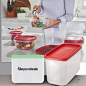 10-Cup Dry Food Organizer Set | Bundles With Beyondeals Reusable Food Storage Bag - Container, Airtight Seal, Clear, Stackable, Pantry Organization For Rice, Cereal [Pack Of 4]