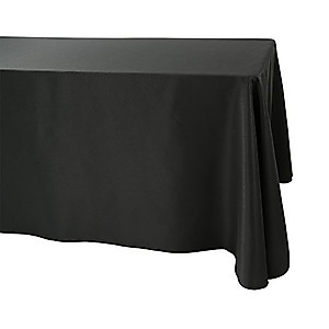 E-TEX Oblong Tablecloth - 90 x 156 Inch - Black Rectangle Table Cloth for 8 Foot Rectangular Table in Washable Polyester