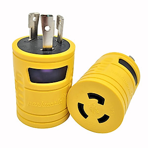 Parkworld 884906 Generator Power Adapter 3-Prong 30 AMP Locking L5-30P Male to 3-Prong 20 AMP Locking L5-20R Female