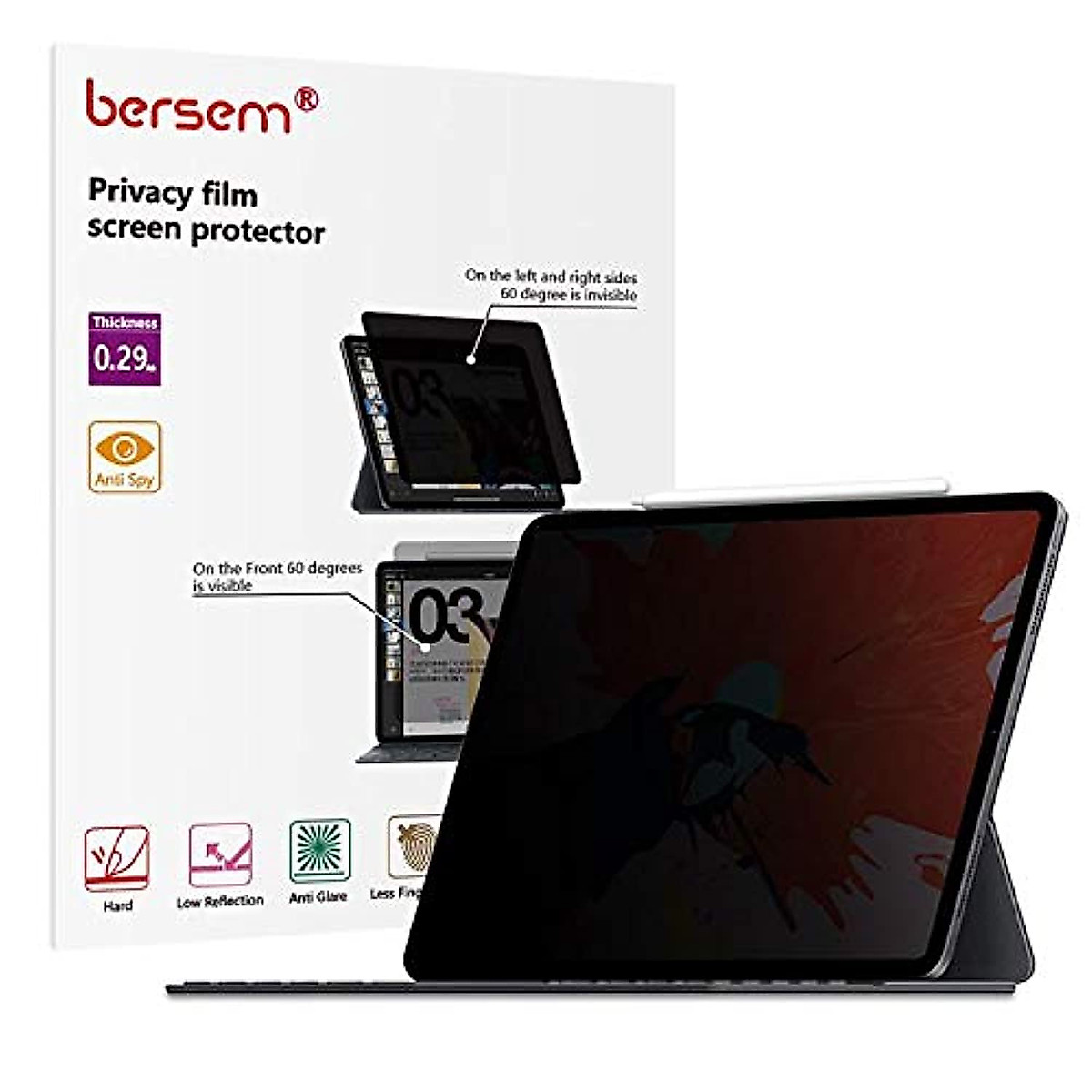 BERSEM Privacy Screen Protector Compatible with iPad Air 5th Generation 2022 / iPad Pro 11 Inch (2022 & 2021 & 2020 & 2018 Models) / iPad Air 4th Generation 2020, Anti Glare, Anti Spy