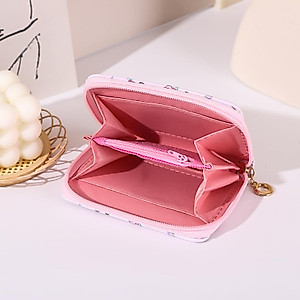 Cute Cartoon Wallet for Women and Girl, Small PU Leather Zipper Coin Credit Cards Anime Purse with Cute Keychain, 2Pce (Cartoon Wallet-03)