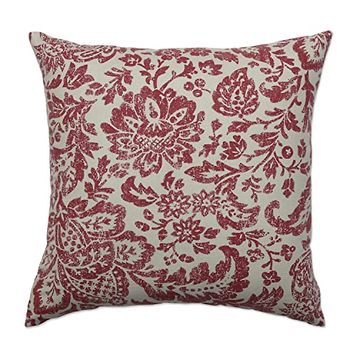 Pillow Perfect Paisley Outdoor/Indoor Small Throw Pillow Plush Fill, Weather, and Fade Resistant, Small Throw - 16.5" x 16.5" Red/Tan Fairhaven,