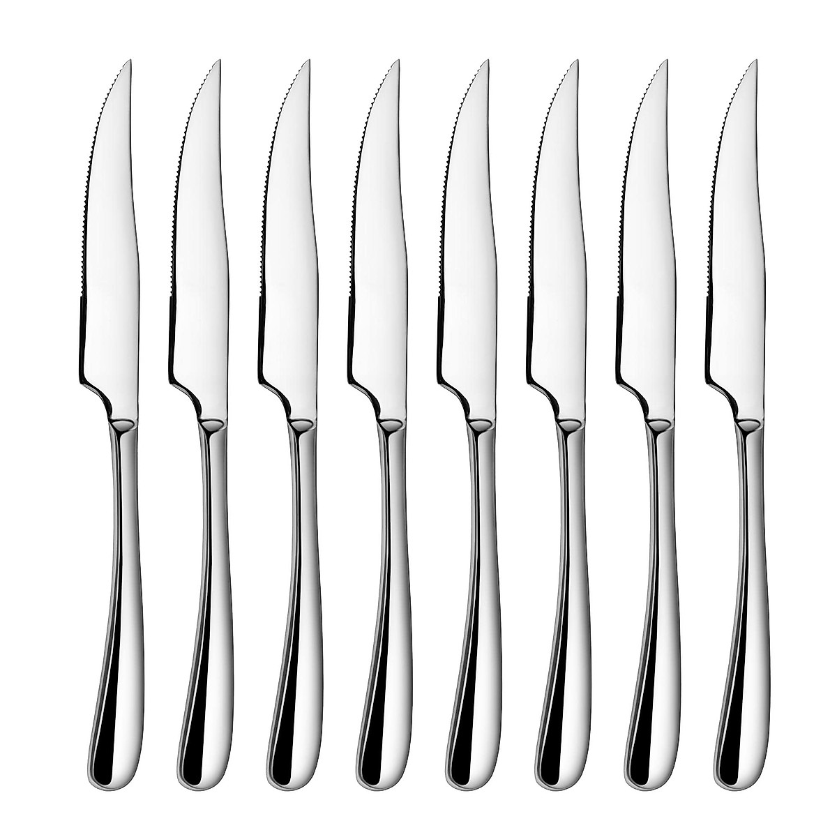 Cangshan 1027044 Rain II Series 8-Piece 420 Stainless Steel Forged Steak Knife Set in Bamboo Storage Chest