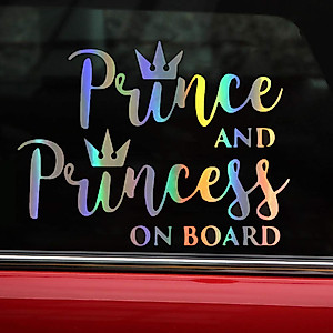 Meitinalife Prince and Princess on Board Car Stickers and Decals Baby Kids ON Board Stickers Baby in Car Styling Bumper Sticker Windshield Window Vinyl Decal for Car Body Door Decor 4.33"x6.29" (Dazzle)