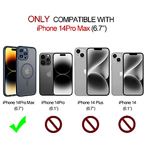 ImpactStrong Magnetic Guard Designed for iPhone 14 Pro Max Case [Camera Protection] [Military Grade Drop Tested] [Compatible with MagSafe] Slim Translucent Matte Phone Case (6.7") - Navy Blue