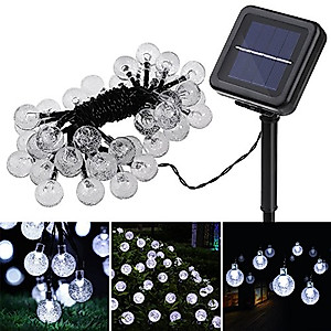 Christmas Decoration Light String- 6M 40LED Crystal Ball Solar String Lights Christmas Fairy Garden Lights for Outdoor Home Lawn Patio Party and Holiday Decorations (White Light)