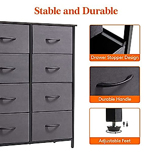 Lifewit Dresser for Bedroom, Chest of Drawers with 8 Fabric Dressers, Storage Tower Bins Units for Closet, Living Room, Hallway, Dormitory, Office Organization, Steel Frame&Wood Top, Dark Grey