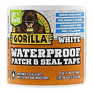 Gorilla Waterproof Patch & Seal Tape 4" x 10' White, (Pack of 1)