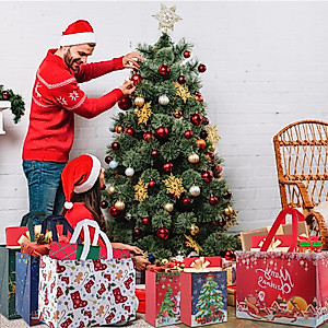 Tsungup 18 Pack Christmas Gift Bags Assorted Sizes,Large Non-Woven Christmas Tote Bags Christmas Reusable Gift Bags with Handles - Large Xmas Gift Bags