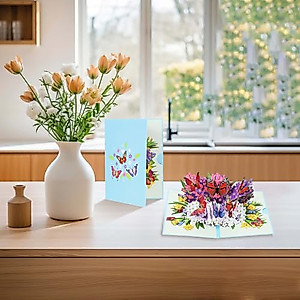 YUXIANLB Butterfly Pop Up Cards, Paper 3D Butterflies Flower Bouquet Popup Birthday Cards for Wife, Mother and Girlfriend Gift, Thank You Valentines Day Get Well Soon Anniversary Card for Women
