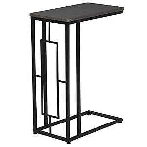 Deco 79 Wood Rectangle Accent Table with Black Metal Base, 19" x 10" x 26", Dark Brown