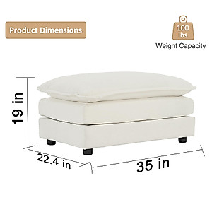KIVENJAJA Chenille Upholstered Ottoman Footrest for Loveseat Sofa, Modular Sectional Couch, Beige