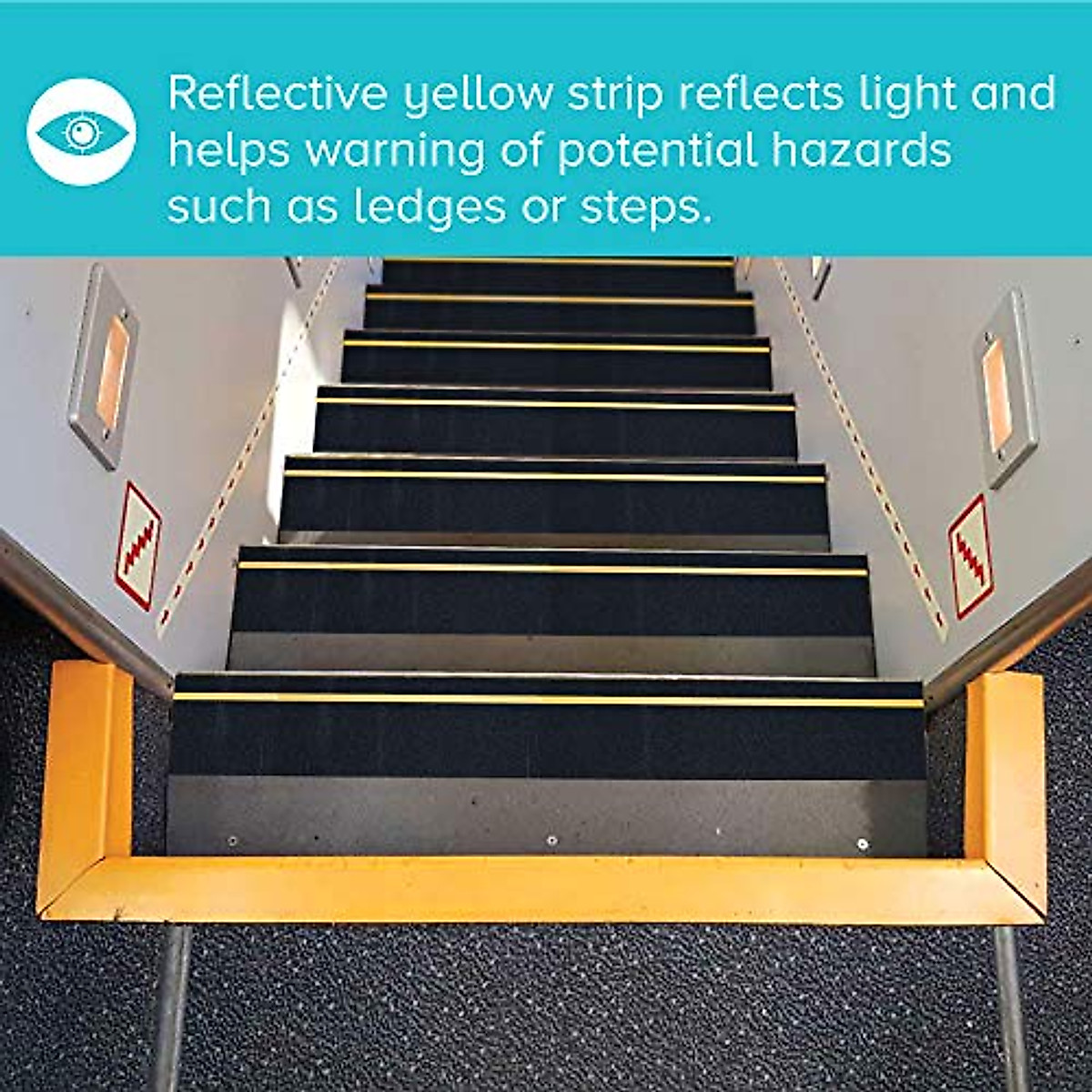 LifeGrip Anti Slip Traction Tape with Reflective Stripe, 4 Inch x 30 Foot, Best Grip Tape Grit Non Slip, Outdoor Non Skid Treads, High Traction Friction Abrasive Adhesive for Stairs Step, Black