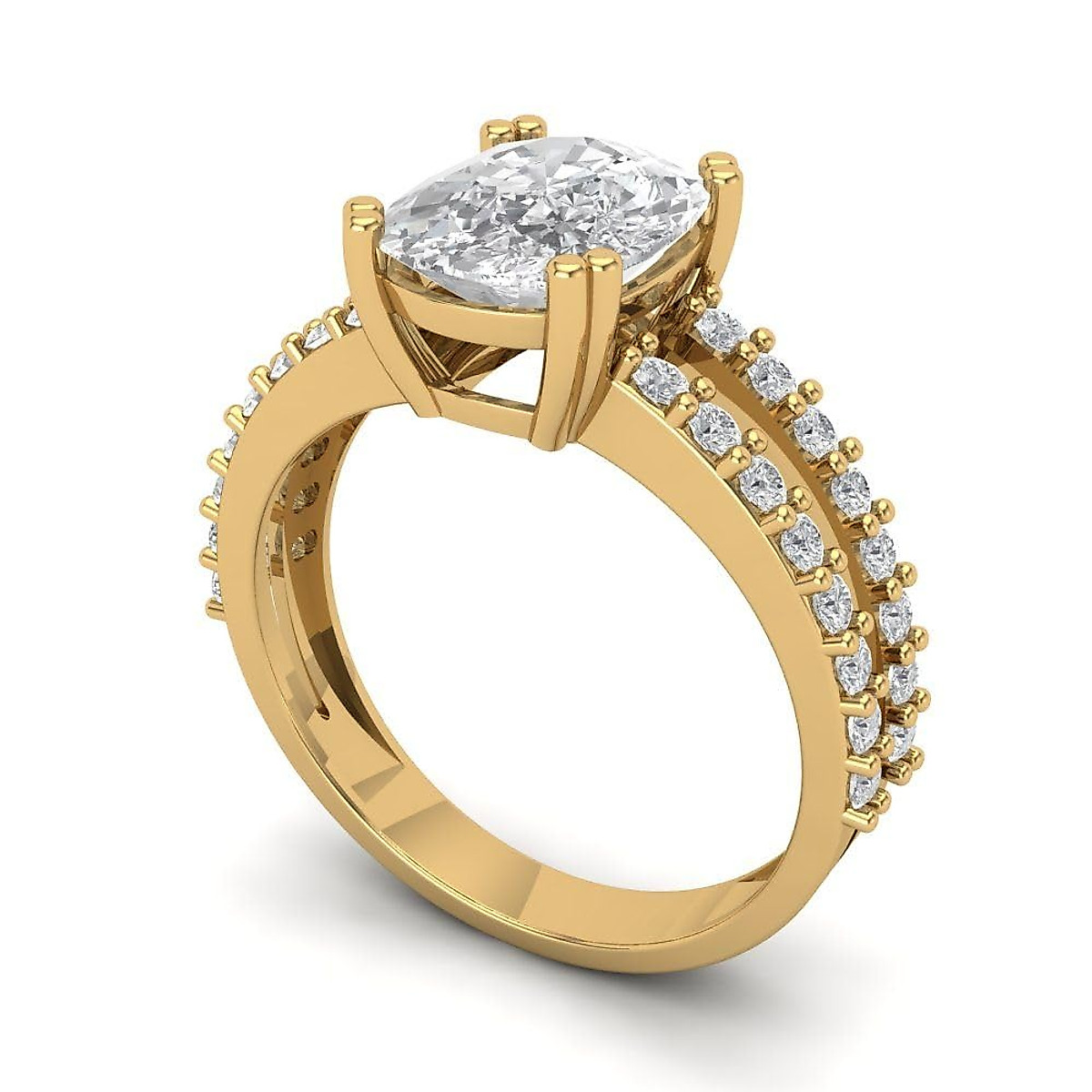 Clara Pucci 3.50 ct Cushion Cut Solitaire Lab Created White Sapphire Designer Anniversary Bridal Engagement Ring 14k Yellow Gold 7