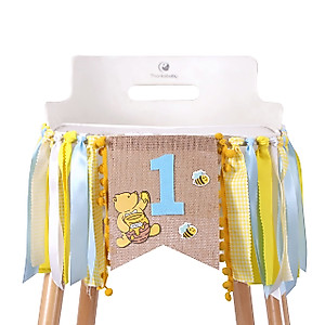 Winnie High Chair Banner - Winnie 1st/first Birthday Party Decorations,winnie One High Chair Banner,1st Birthday Highchair Decor, Winnie Party Decorations, Photo Prop Winnie Baby Shower Smash Cake