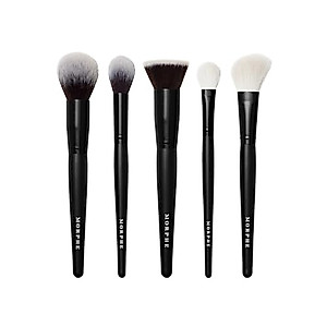 Morphe Face The Beat Makeup Brushes - 5 Piece Makeup Brush Set with Foundation, Blush, Contour & Blending Brushes - Made with Synthetic Bristles & Includes Makeup Brush Case (5 Count)