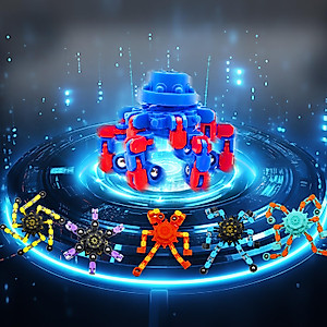 Easter Basket Stuffers Transformable Fidget Spinners,9Pcs Funny Sensory Fidget Toys Adults Deformable Chain DIY Robot Spinner,Fingertip Stress Relief Gyro Toy Easter Basket Stcoking Stuffer for Kids