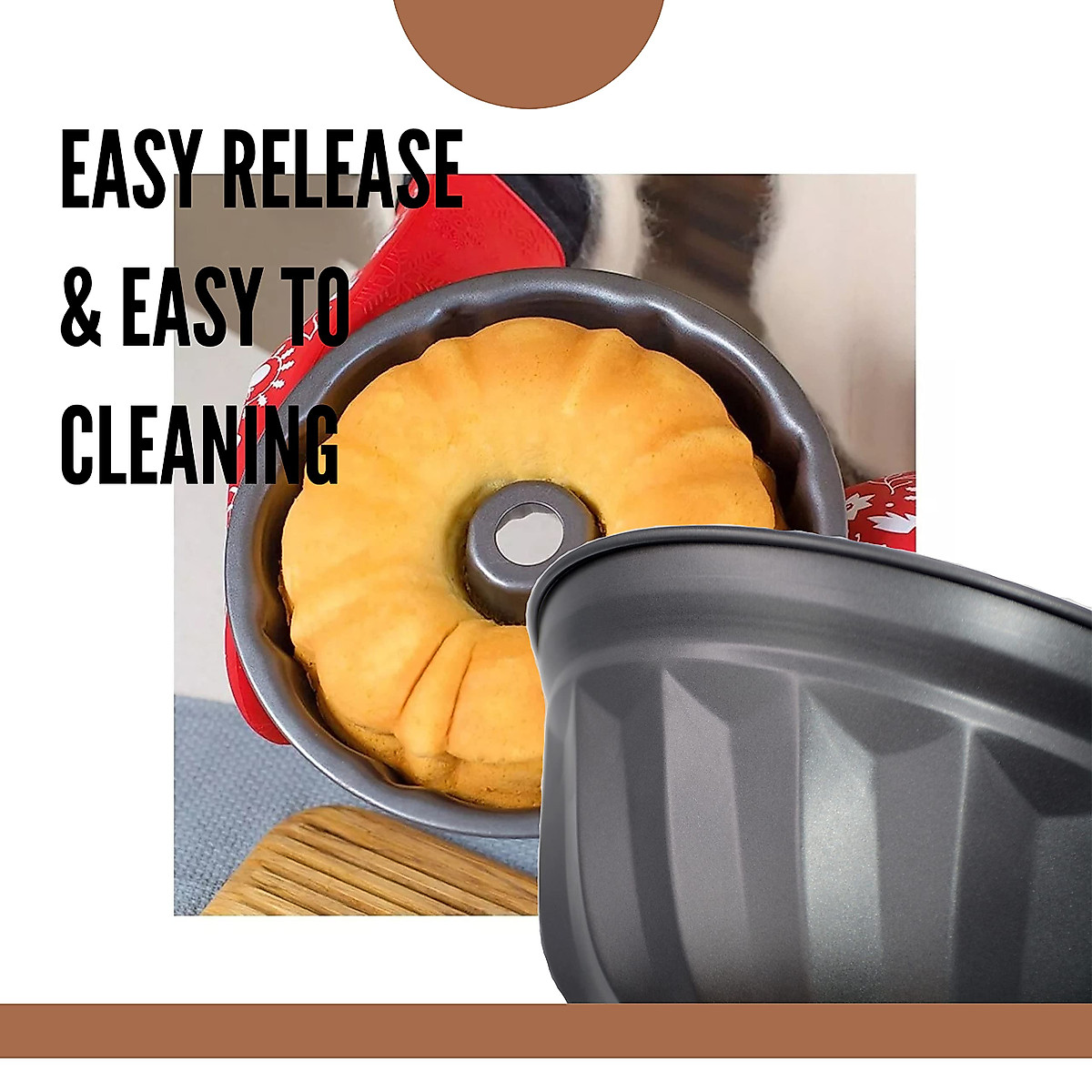 Grupo Gadmi Non-stick donut pan 10 inches diameter x 4 inches bottom Non-Stick Cake Pans Fluted Cake Pans for baking jelly pan pancake pan pancake baking pan box loaf pan loaf pans mold