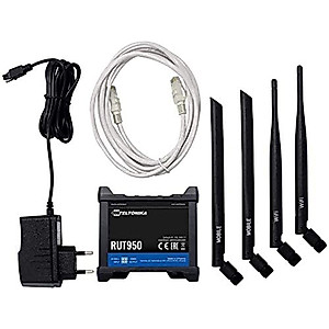 Teltonika RUT950K02400 Model RUT950 Industrial 4G LTE Wi-Fi WAN Cellular Router for Verizon, Automatic Switch to Available Backup Connection; Wireless Access Point with Hotspot Functionality